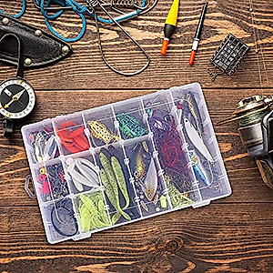 UOONY 3 Pack 36 Grids Plastic Organizer Box Craft Storage with Adjustable Dividers, Bead Organizer Container for Earrings Fishing Tackles Crafts Jewelry Thread with 400pcs Label Stickers