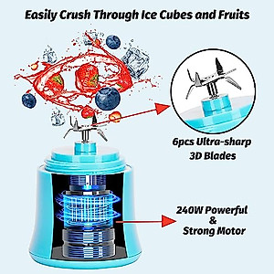 20 Oz Portable Blender USB Rechargeable, Supkitdin Waterproof Personal Blender for Shakes and Smoothies, with 6 Ultra-sharp Blades for Travel, Office & Sports (Blue)