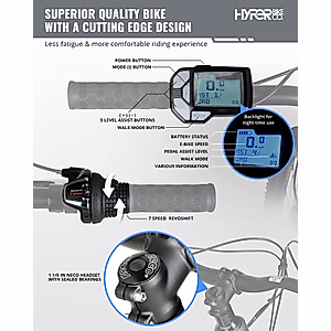 Hyper E-Ride Electric Mountain Bike for Adults 29 Inch. 250w, 36v Battery, Mountain Ebike with Shimano 7-Speed Grip Shifter. Dual Suspension. Rear Air Shock Electric Bicycle for Adults. Matte Grey