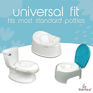 TidyTots Disposable Potty Chair Liners and Pads for Potty Training Toddlers | XL Combo Travel Refill Pack of 32 Disposable Potty Liners for Toddlers and 32 Absorbent Pads | Keeps Potty Seat Clean
