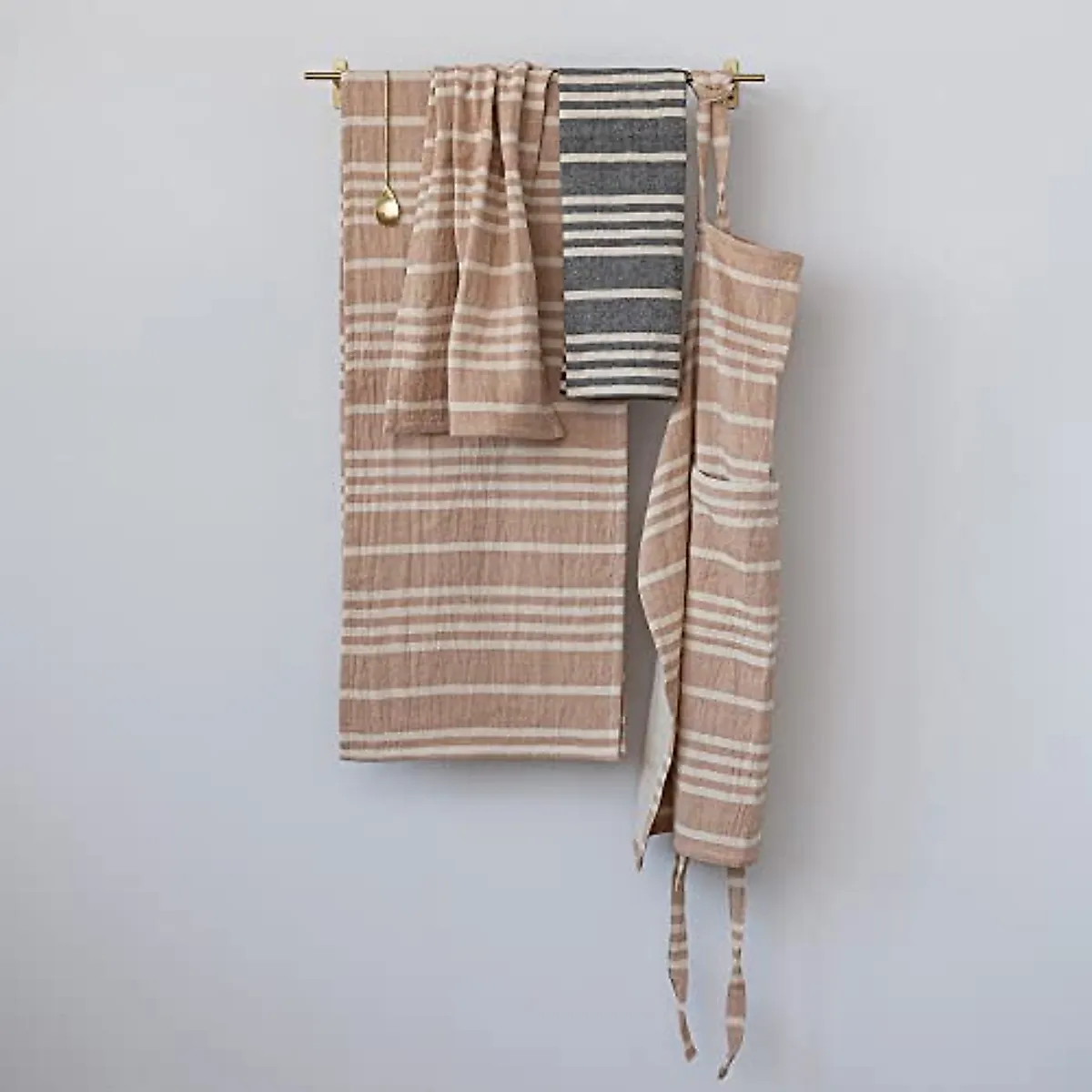 Creative Co-Op Cotton Double Cloth Table Runner with Stripes, Tan and Natural