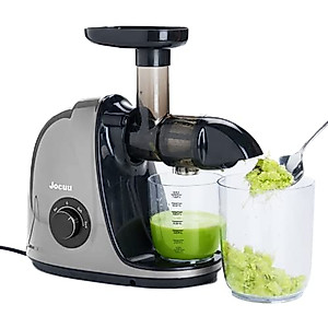 Jocuu Slow Masticating Juicer with 2-Speed Modes - Cold Press Juicer Machine - Quiet Motor & Reverse Function - Easy to Clean Juicer Extractor - Juice Recipes for Fruits & Vegetables (Grey)