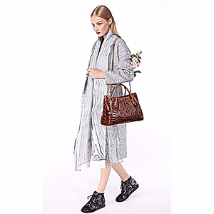 PIJUSHI Women Handbags Crocodile Purse Designer Top Handle Satchel Handbags For Women (5002A, Brown)