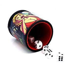 Luck Lab Zombies Dice Cup Including 5 Dice - Red Velvet Interior for Quiet Shaking - Use for Zombie Dice Liars Dice RFP Yahtzee Board Games, Black