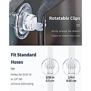 Pawfly 20 Pack Aquarium Suction Cups with Clips and Adjustable Zip Ties Cables Fish Tank Tools for Binding Moss Holding Airline Tubing Decorations Shrimp Nests and Reptile Hammocks