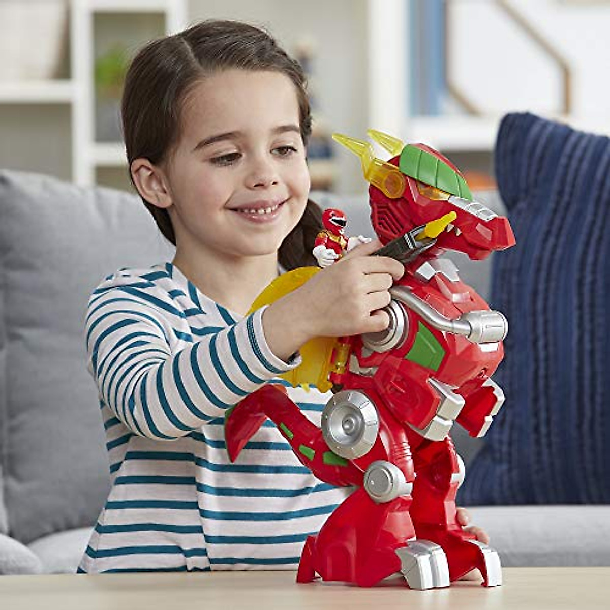 Power Rangers Playskool Heroes Red Ranger & Dragon Thunderzord, 3" Action Figure, 14" Zord, Lights & Sounds, Collectible Toys for Kids Ages 3 & Up