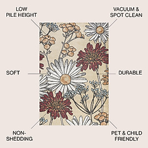JONATHAN Y CTP203A-4 Dizi Modern Botanical Wildflower Indoor Area -Rug, Contemporary, Floral, Tropical Easy -Cleaning,Bedroom,Kitchen,Living Room,Non Shedding, Yellow/Ivory/Red, 4 X 6