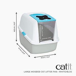 Catit Large Hooded Cat Litter Box, Blue and White, 50701