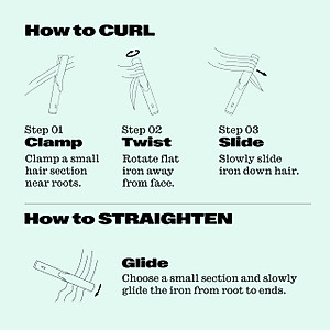 Trademark Beauty Airflow Styling Flat Iron, 2 in 1 Hair Straightener & Curler, Ceramic Plates, Tourmaline Coating, 360 Degree Air Vents, Sunny Styler - Black