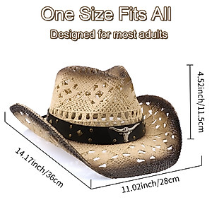ZWZPOP Cowboy Hat,Cowgirl Hat,Cowboy Hats for Women/Mens Yellow (Straw, Almond & Coffee Color)
