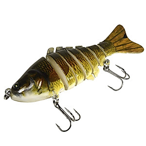 HQRP 3pcs 3.9" Fishing Lures 0.6oz Freshwater Lakes River Fish Baits Topwater Jointed Multi-Section S-Shaped Tackle for Bass Trout Musky Pickerel Pike Yellow Perch Walleye Roach Spanish Mackerel