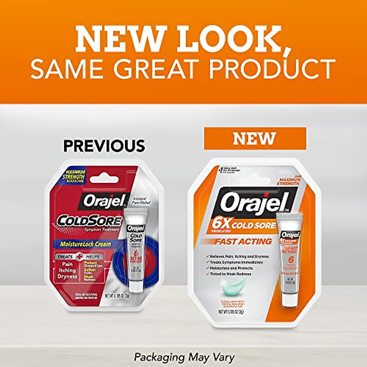 Orajel Moisturelock Cold Sore Symptom Treatment, Cream 0.105 oz (Packaging May Vary)