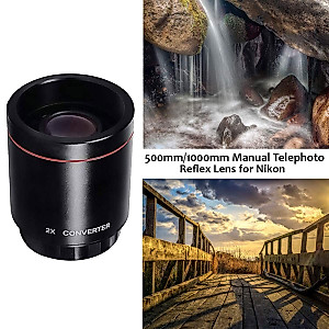 Hi-Resolution 500mm/1000mm Manual Preset Telephoto Reflex Lens for Canon EOS Rebel T3i, T4i, T5, T5i, T6, T7, T6i, T6s, T7i, SL1, SL2, EOS 60D, 70D, 77D, 80D, 5D III, 5D IV, EOS 7D, 7D II, 90D Cameras