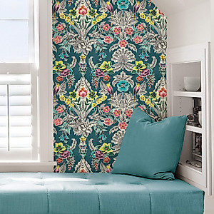 NuWallpaper NU3037 Summer Love Teal Peel & Stick Wallpaper, Multicolor