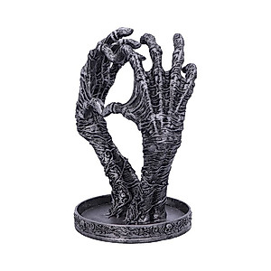 Nemesis Now Gothic Mummified Love Heart Hands Jewellery Dish Holder, Silver, 22cm