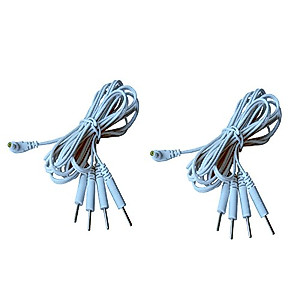 ELYSAID 2Pcs/Pack 4 in 1 Replacement Electrode Lead Wires Connect Cables DC Head 2.35mm Pin 2mm for TENS 7000 & TENS Machines