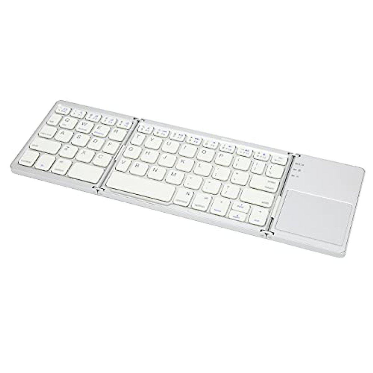 LMOLING Folding BT Keyboard, Wireless Portable Keyboard, 63 Keys Metal Ultra Thin Mini Folding Keyboard with Touchpad for Tablet Smartphones(Silver)