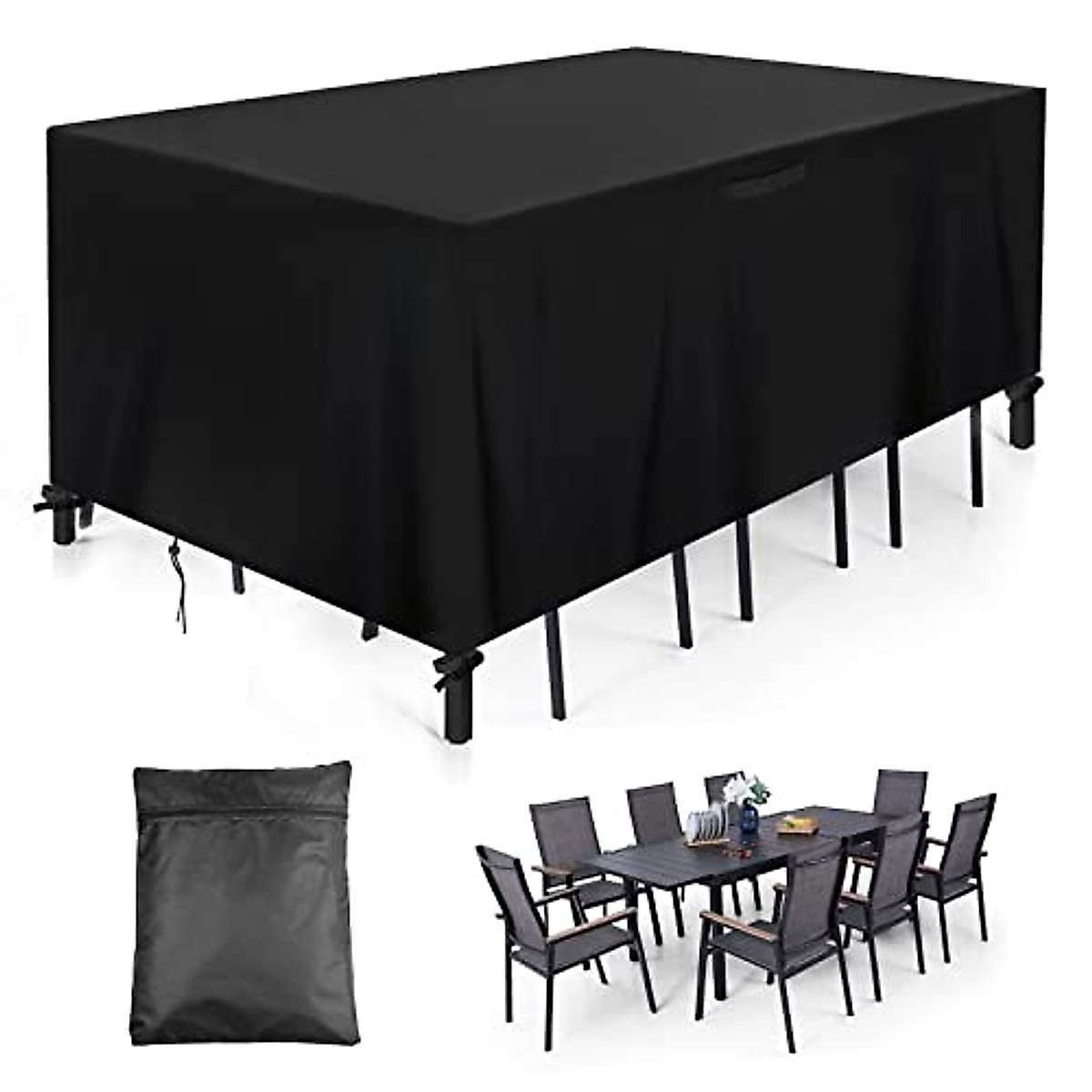 Relime Patio Furniture Covers,96 "L x 64" W x 40 "H Outdoor Furniture Cover Waterproof, Outdoor Table and Chair Set Cover with 4 Windproof Buckles No Tears Anti UV No Fading