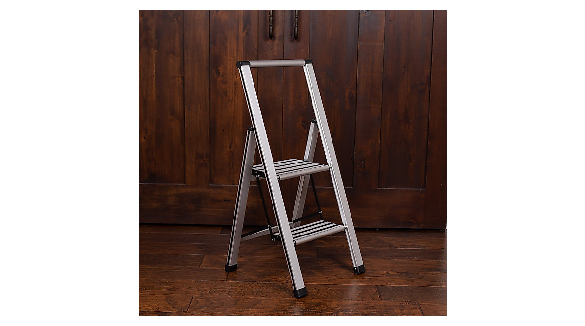 2 Step Folding Ladder with 250 lb Capacity - Lightweight & Anti-Slip