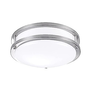 10-Inch Double Ring Dimmable LED Flush Mount Ceiling Light, 16W (95W Equivalent), 1120lm, 2700K Warm White, Brushed Nickel Finish Steel, ETL Listed, Commercial or Residential 2 Pack