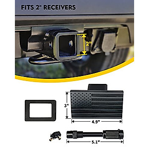 LUMENIX Aluminum Tow Trailer Hitch Cover Heavy Duty 2" Inch Receivers Plug Covers w/Locks, Black USA American U.S. Flag Metal Emblem Guard Compatible with Pickup Trucks Ford Toyota SUV
