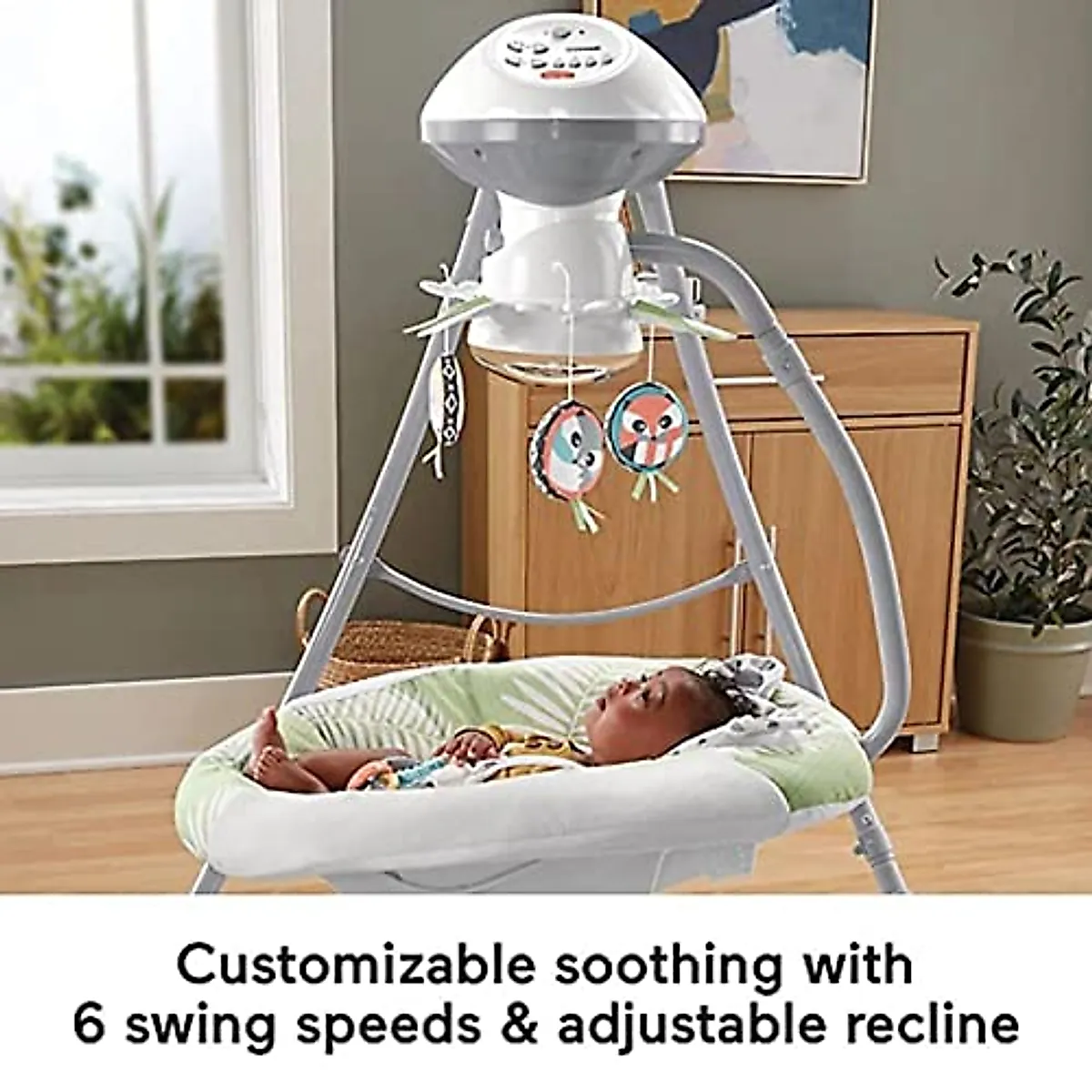 ​Fisher-Price Snow Leopard Baby Swing, Dual-Motion Newborn Seat with Music, Sounds, and Motorized Mobile