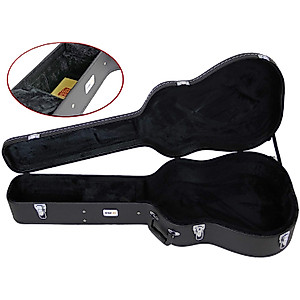 Gearlux Dreadnought Acoustic Guitar Hardshell Case with Accessory Compartment - Black