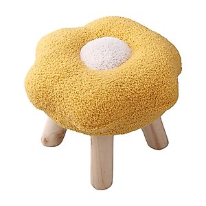 Small Foot Stool Sofa Stool Flower Shape Shoe Changing Stool Step Stool Under Desk Footstool for Bedside Porch Playroom, Yellow