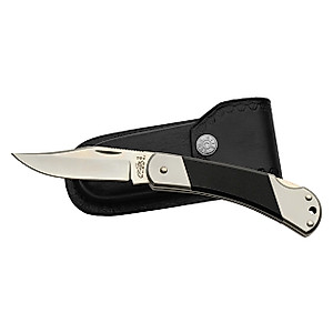 Szco Supplies 8.5” Black G10 Handled Lock Back Folding EDC Utility Knife with Leather Sheath