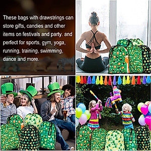 Whaline 5 Pieces St Patrick's Day Drawstring Bags, Shamrock Backpack Irish Large Goody Treat Candy Bags Bulk Wrapping Gift Bag for St Patrick's Party Favors