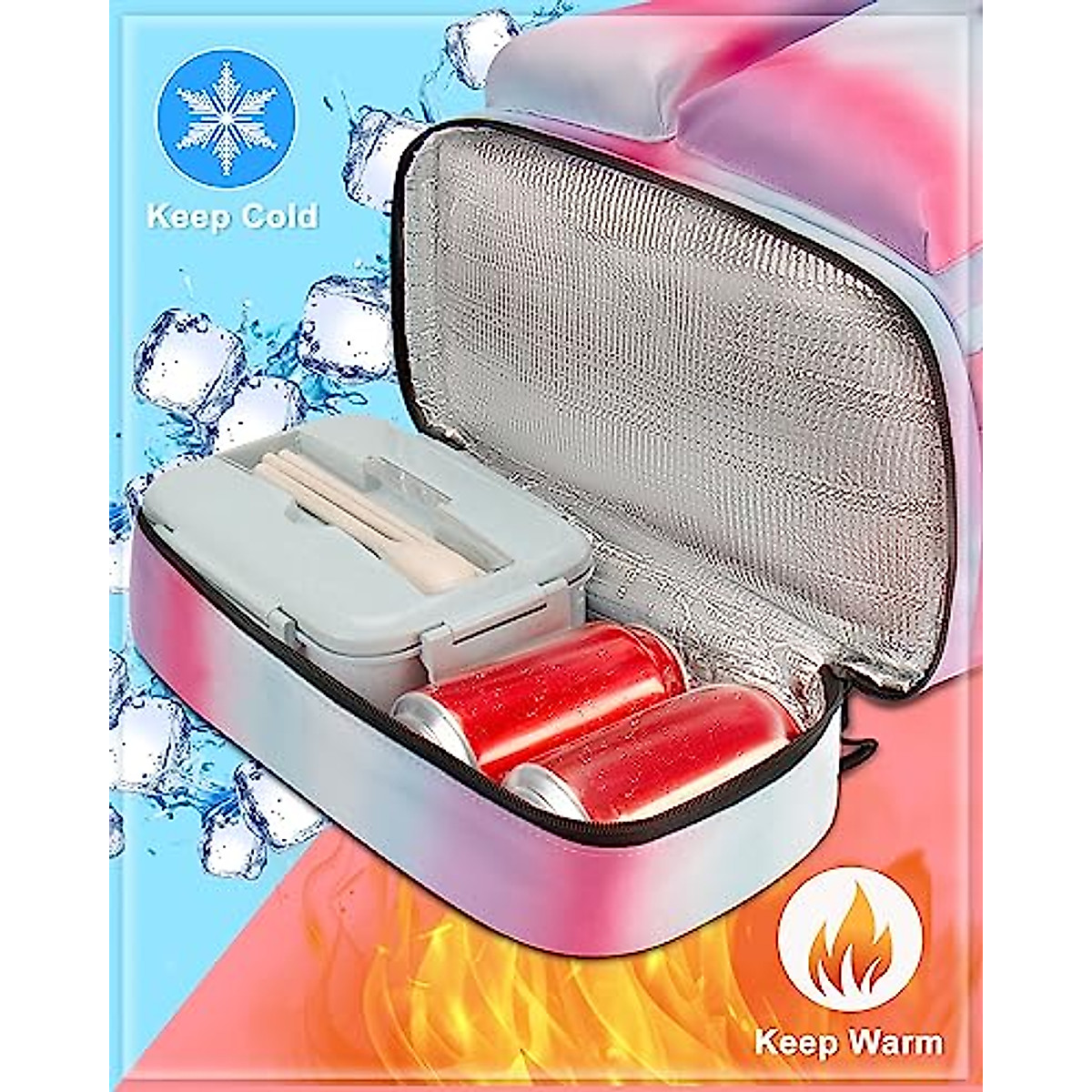 MATEIN Backpack with Lunch Compartment, Durable Insulated Cooler Lunch Bag for Women Nurse Teacher, 17 inch Laptop Backpack for Work Office Meal Prep Large Travel Daypack for Camping Picnic,Tie dye