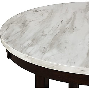 New Classic Furniture Celeste 5-Piece Faux Marble Round Counter Set with 1 Table and 4 Chairs, 42-Inch, Blue