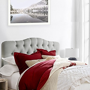 Rosevera Givanna Adjustable Heigh Headboard with Linen Upholstery and Button Tufting for Bedroom,Queen,Gray