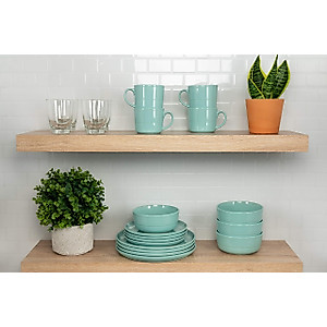 10 Strawberry Street Double Line 16 Piece Dinnerware Set, Seafoam