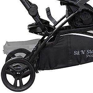Baby Trend Sit N' Stand 5-in-1 Collapsible Shopper Stroller with Canopy, Visor, Extendable Storage Basket, Phone Tray, and 2 Cup Holders, Modern Khaki