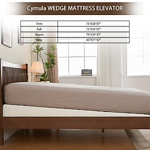 Cymula Mattress Wedge, 7-Inch Inclined Full, Mattress Wedge for Acid Reflux, GERD, Snoring, Neck & Back Pain, Under Mattress Wedge with Washable Cover & Non-Slip Bottom for Bedroom