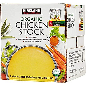 Kirkland Signature Organic Gluten-Free Chicken Stock Reasealable Cartons: 6-Count (32 fl oz.)
