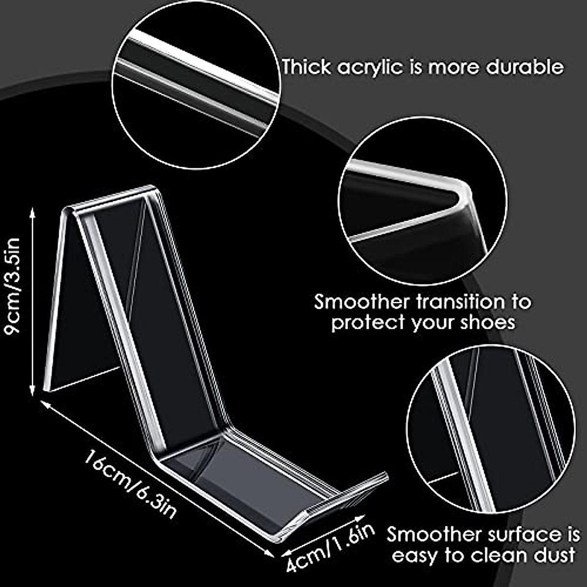 Jetec Acrylic Clear Shoe Display Stand Shoe Display Rack Holder Acrylic Display Stands Shoe Store Display Stands for Women's Sandal, Sports Shoes (8 Pieces)