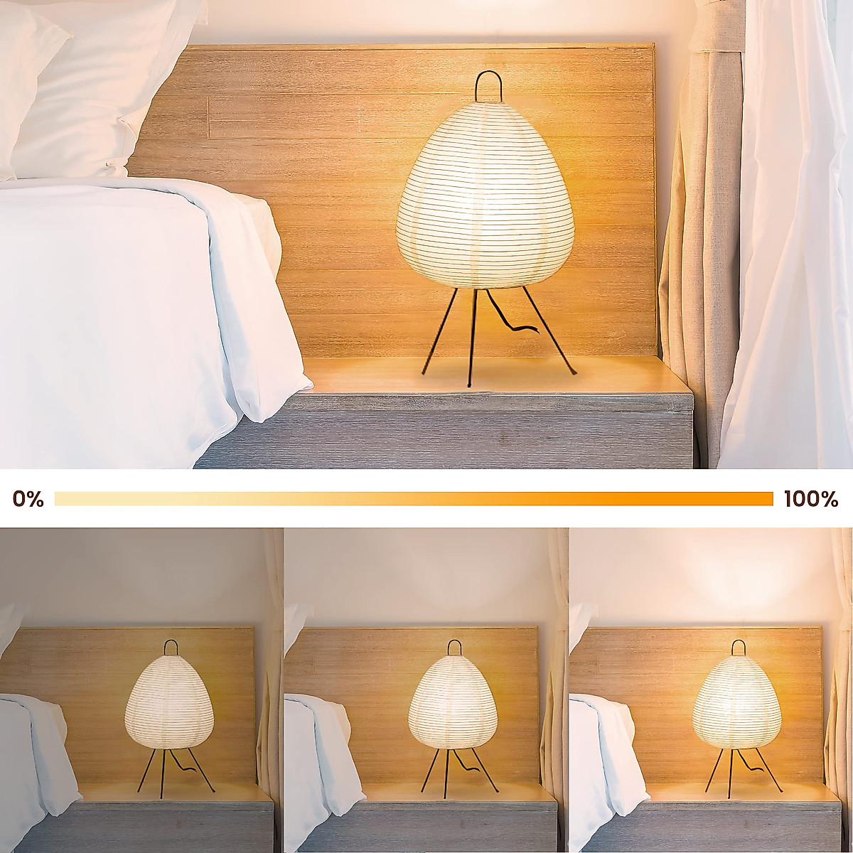 Japanese Decor Lantern Lamp • Dimmable Japanese Paper Lamp • Cozy Japandi Style Paper Lamp • Japanese Paper Lantern Light • Rice Paper Lamp • Off White Lamp (Table Lamp)