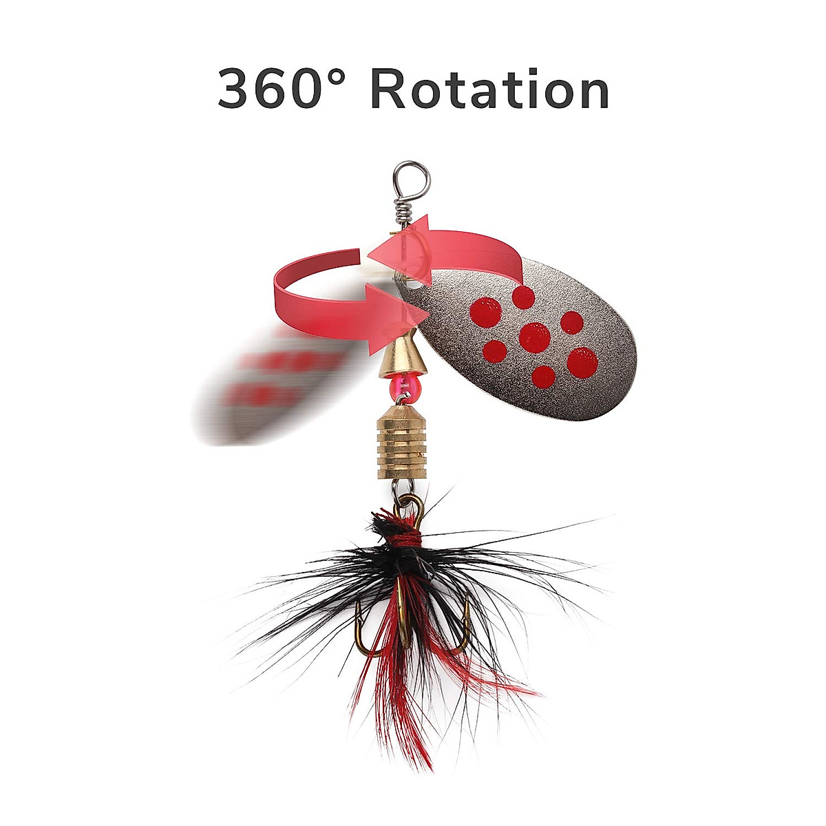 10pcs Fishing Lure Spinnerbait, Bass Trout Salmon Hard Metal Spinner Baits Kit with Tackle Boxes