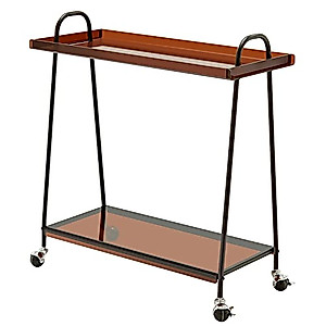 2 Tier Acrylic Home Bar Cart Multifunctional Kitchen Metal Mobile Service Wine Cart with Lockable Wheels Office Coffee Rolling Utility Cart(Mult)