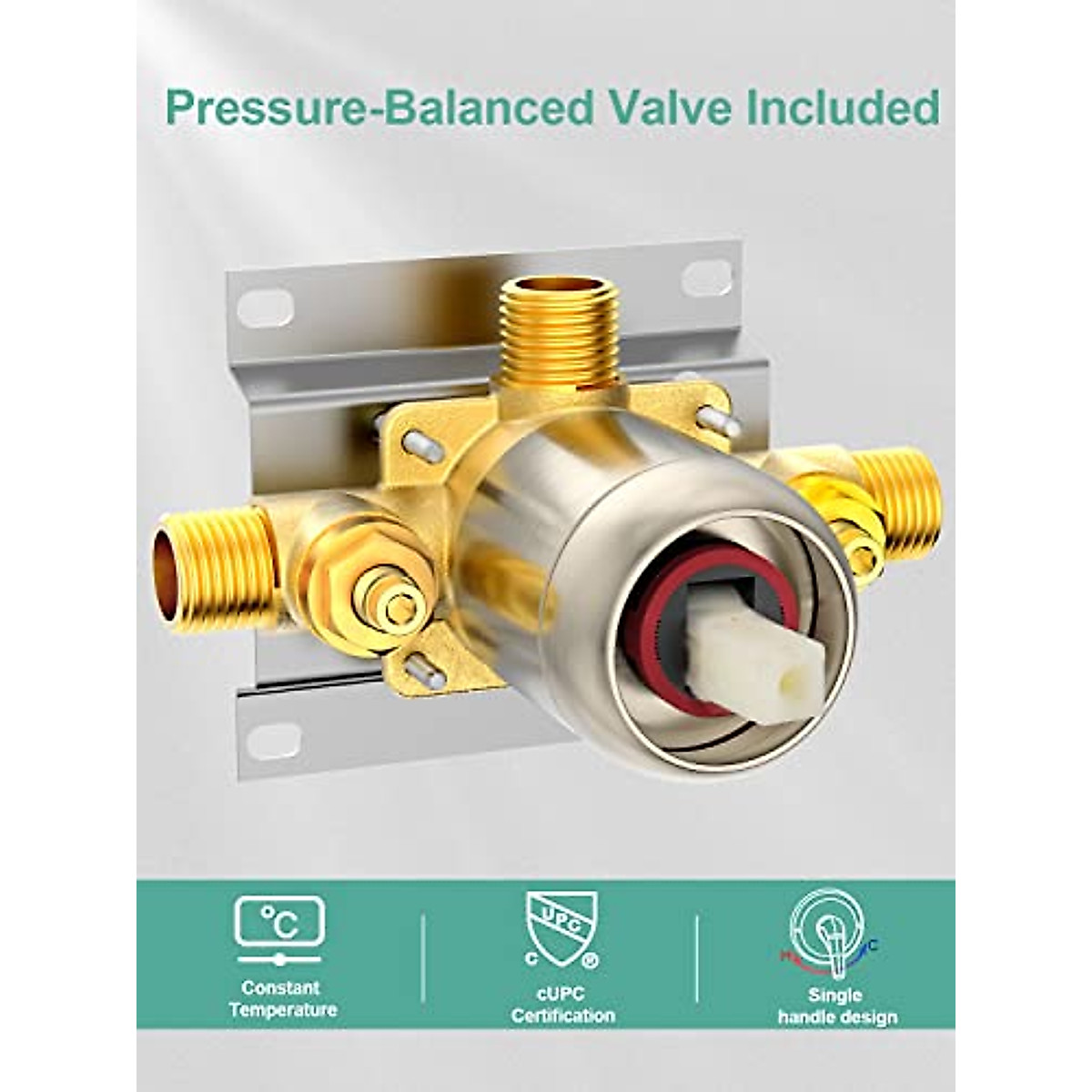 SR SUN RISE Shower System with Handheld Shower and Rain Shower Combo Set High Pressure 5-spray Dual 2 in 1 Shower Faucet Patented 3-way Diverter Brushed Nickel (Valve Include）