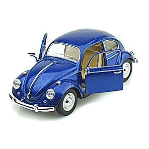KiNSMART 1967 Volkswagen Beetle 1:24 Scale 7" Die Cast Metal Model Toy Car Blue