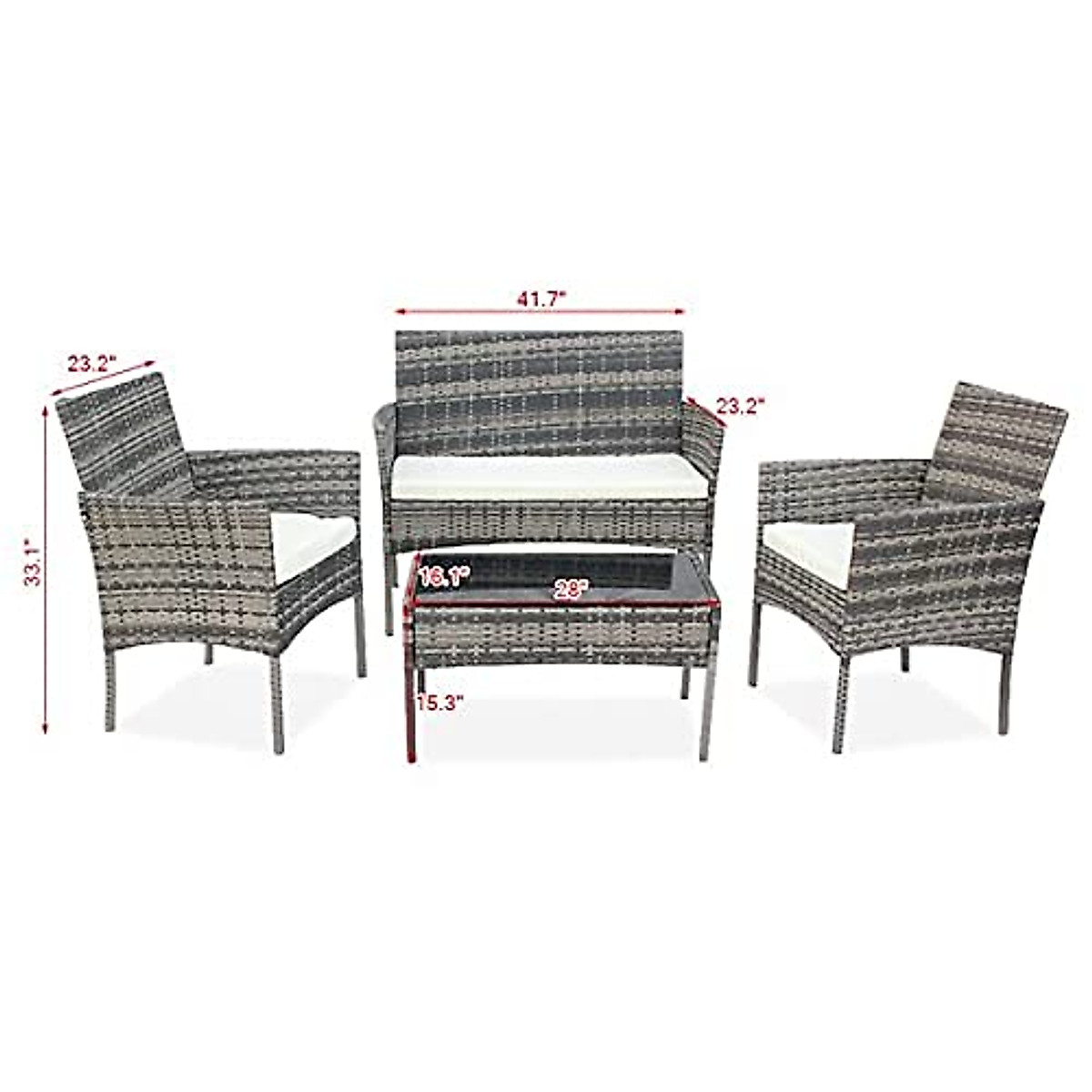 SAWQF Three Colors Patio Furniture Set Outdoor Living Room Balcony Rattan Furniture Four-Piece-Brown Outdoor Furniture (Color : E)