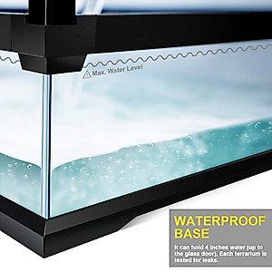 NEPTONION 43 Gallon Professional Glass Terrarium 24"x18"x24" Durable Reptile Habitat Tank with Heat Resistant Aluminum Alloy Frame, Dual Front Swinging Doors for no Jam by Sand and Other Debris