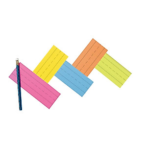 Pacon PAC1731 Flash Cards, 3" x 9", Ruled, Bright Colors, Pack of 100