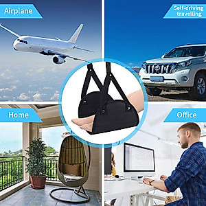 Footrest Hammock for Travel Airplane Office Home | Mini Portable Travel Flight Carry-on Accessories (+ Black Sleep mask)