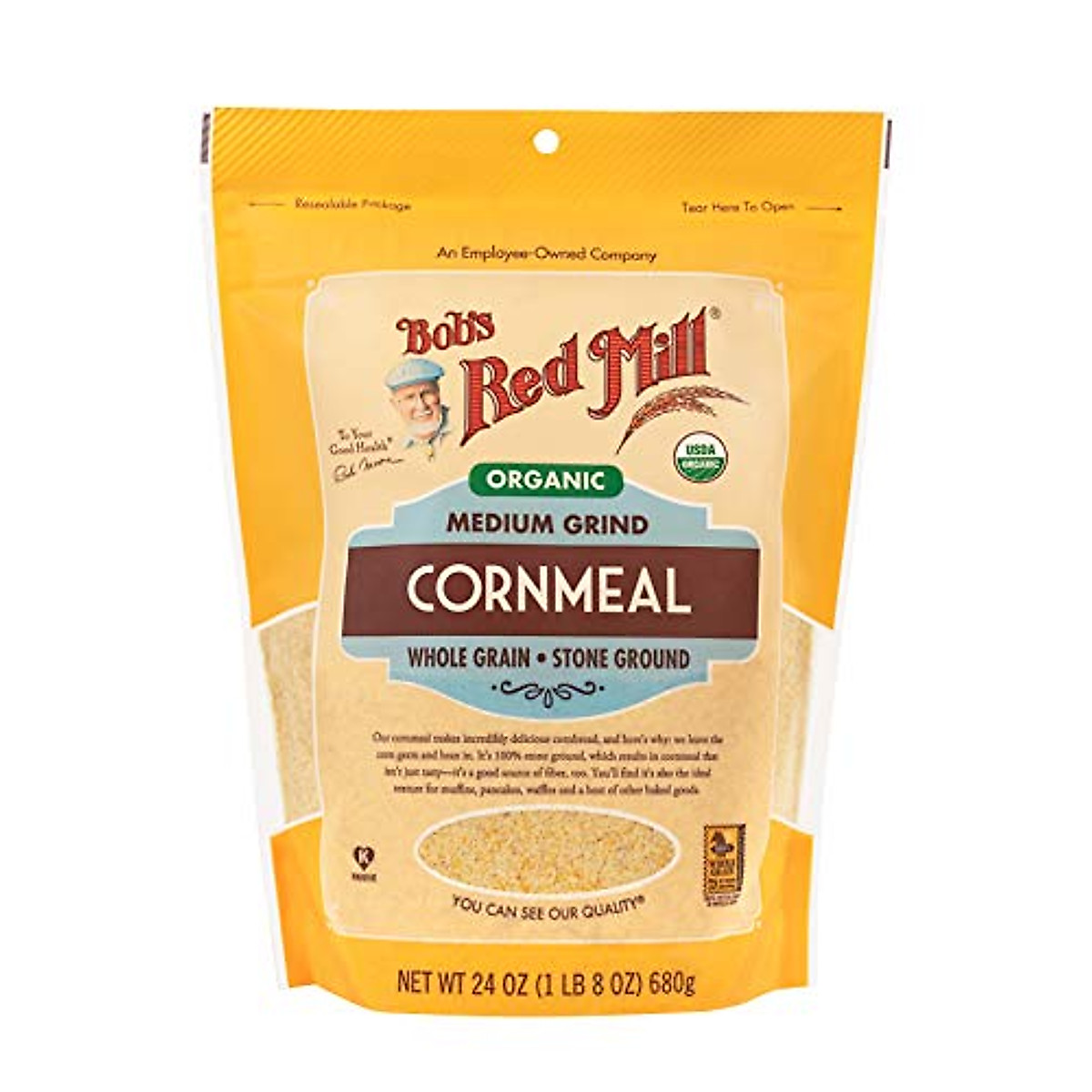 Bob's Red Mill Organic Medium Grind Cornmeal, 24-ounce (Pack of 4)