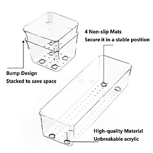 JARLINK 16 Pack Desk Drawer Organizer Trays with 5 Different Sizes, Versatile Bathroom and Vanity Drawer Organizer Trays, Multipurpose Plastic Storage Bins for Makeup, Kitchen, and Office Supplies