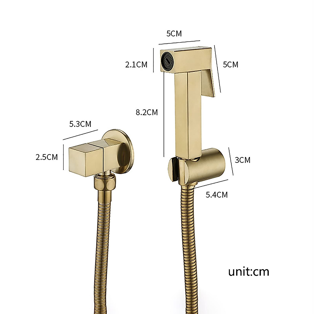 Handheld Bidet Sprayer for Toilet Brass Bathroom Cloth Diaper Sprayer Set with Single Cold Water, Wall Mount Toilet Bidet Sprayer Kit for Feminine Hygiene,Black (Color : Brushed Gold)